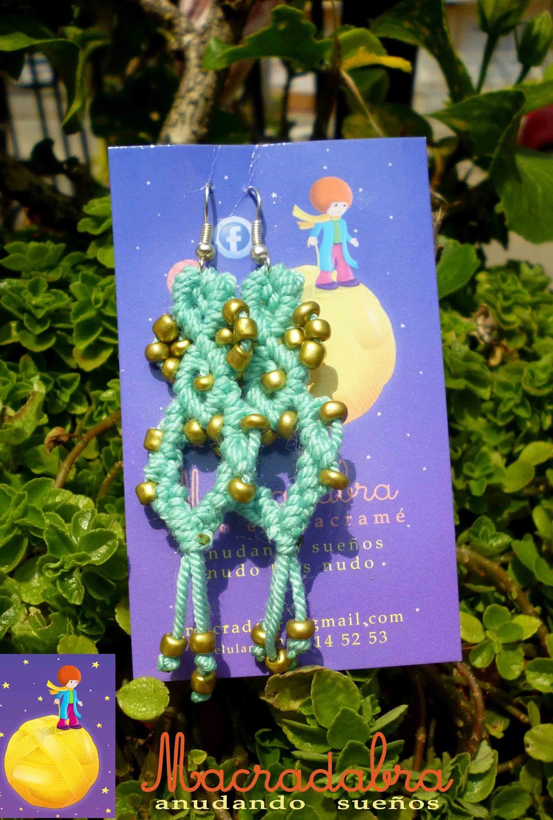 Macradabra: Aretes Aqua en Macrame