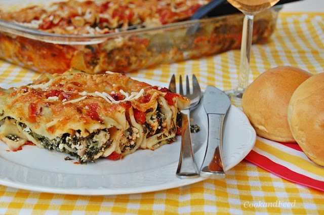 Κανελόνια με σπανάκι/Spinach And Cheese Stuffed Cannelloni | Cook And Feed