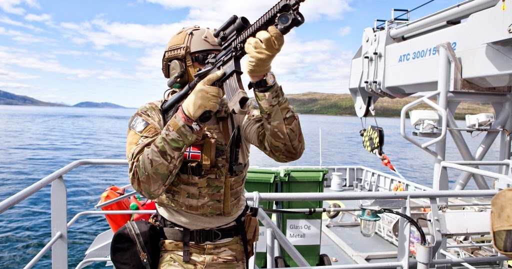 Norwegian Navy Special Forces MJK operator during a search and seizure ...