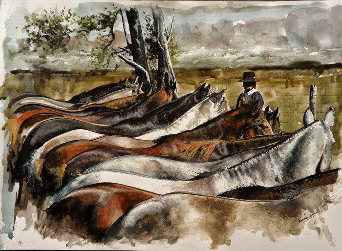 Jinete y Caballo: Tropilla de caballos. Argentina Gaucha