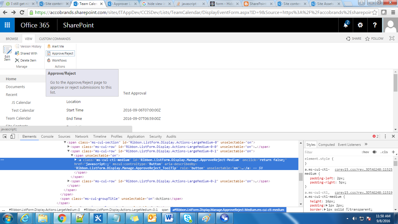 Sharepoint Blogs Hide Aprovereject Button From The Ribbon