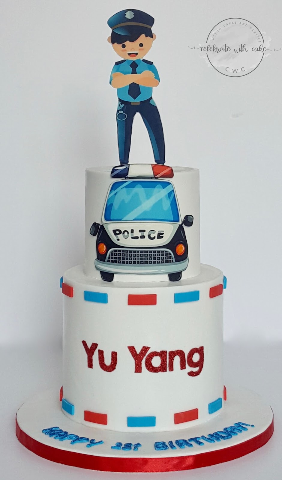 Celebrate with Cake!: Police themed 1st birthday 2 tiers Cake