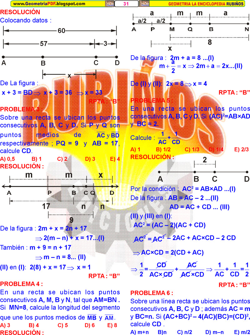 SEGMENTOS PROBLEMAS RESUELTOS DE GEOMETRIA BÁSICA RUBIÑOS pdf