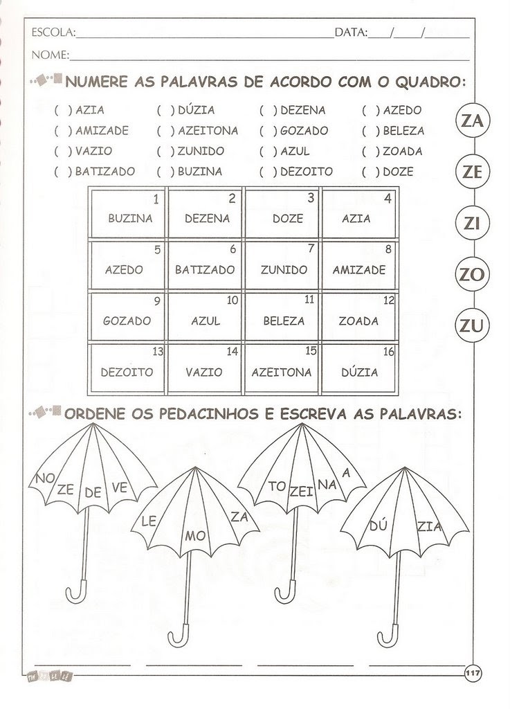 ATIVIDADES DE ALFABETIZAÇÃO COM A LETRA Z PARA IMPRIMIR!-ESPAÇO EDUCAR