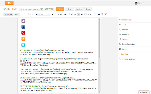 Spusht: Networking Buttons / Social Media Icons: Blogging Tip # 4