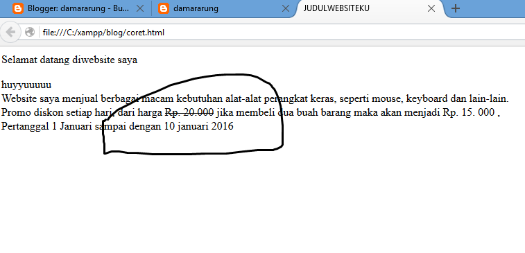 Cara Membuat Garis Coret Pada Html ~ damararung