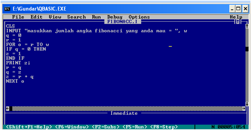 PROGRAM FIBONACCI PADA QBASIC