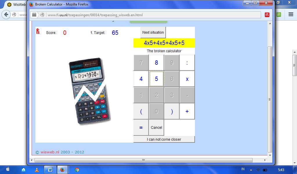 WisWeb Applets “BROKEN CALCULATOR” ~ Math is Fun