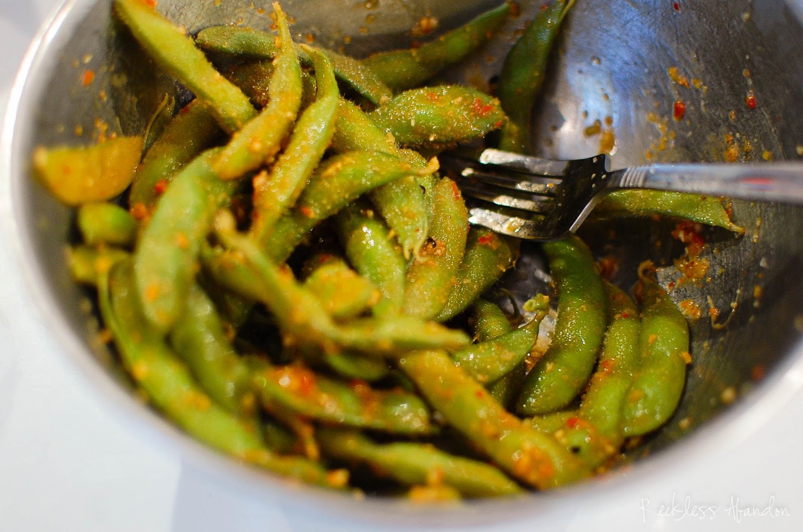 Reckless Abandon: Spicy Garlic Edamame