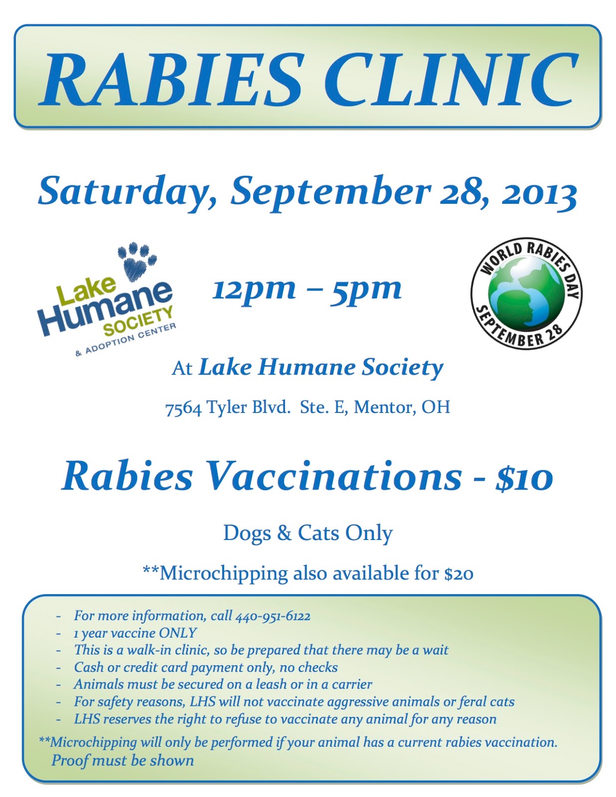 Lake Humane Society hosts a Low-Cost Rabies Clinic | Mentor, OH Patch