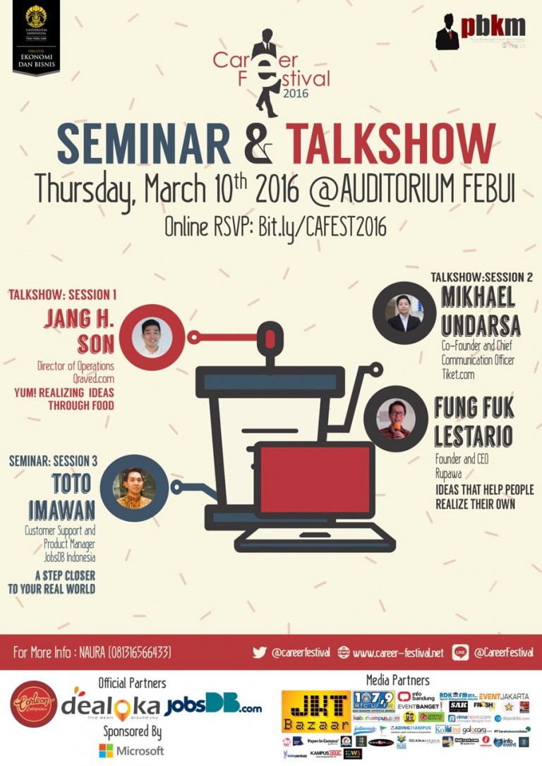 Seminar - Seminar dan Talkshow Career Festival FEB UI 2016 ( 10 Maret ...