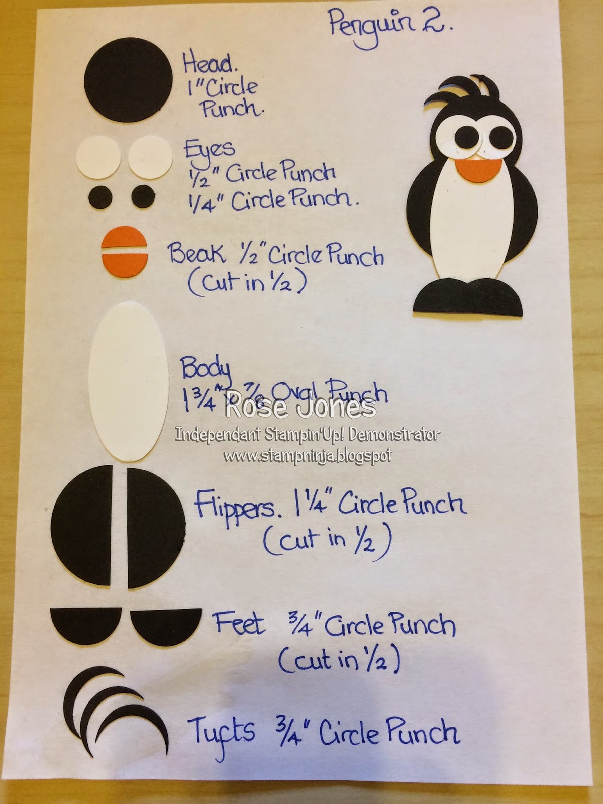 Stamp Ninja: Punch Art Penguins using Stampin'Up! Punches