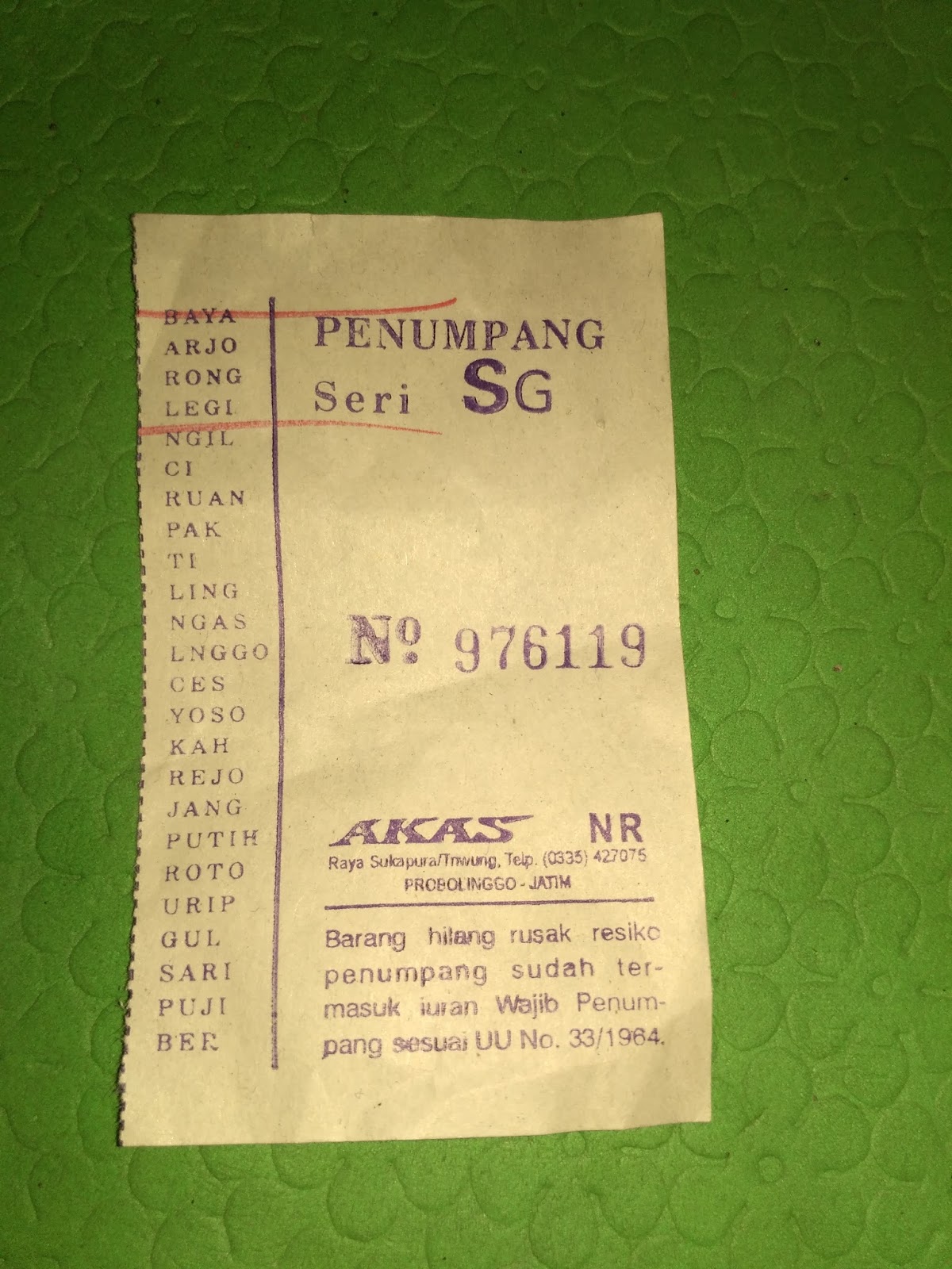 Caper Touring "One Stop Journey": Koleksi Karcis Bus