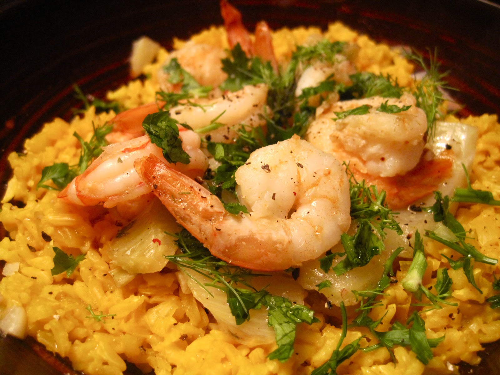 Kvell in the Kitchen: Fennel & Garlic Shrimp with Yellow Rice