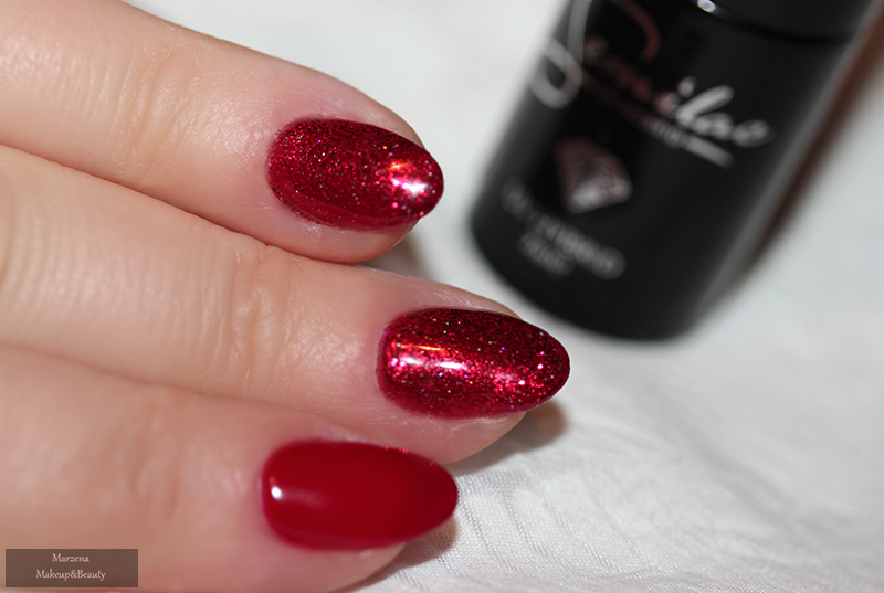 Beauty Place : Manicure hybrydowy: Semilac Classic Wine 028 & brokat