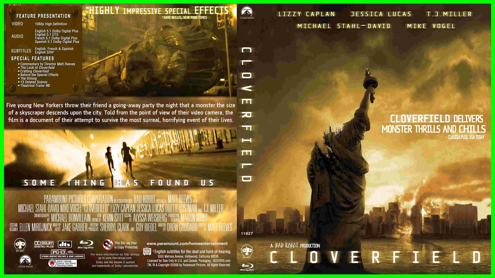 CAPAS DVD-R GRATIS: Cloverfield - Blu Ray