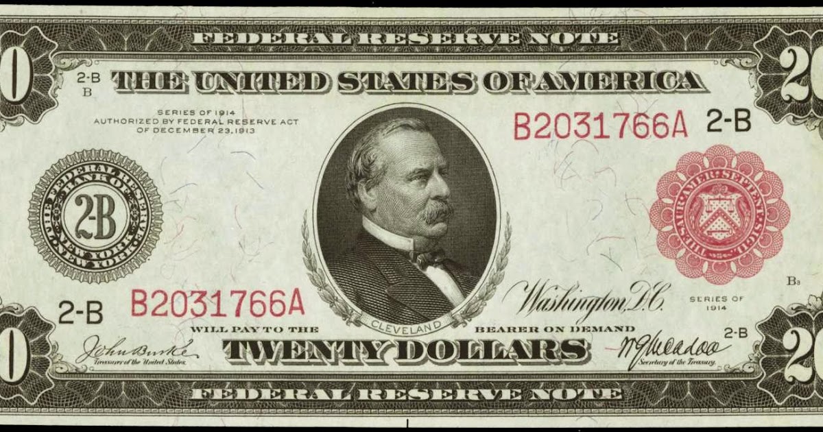 1914 Twenty Dollar Federal Reserve Note Red Seal|World Banknotes ...