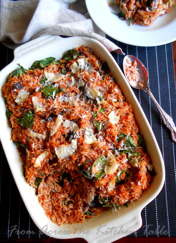 From Across the Kitchen Table: Baked Risoni with Spinach, Mushroom and ...