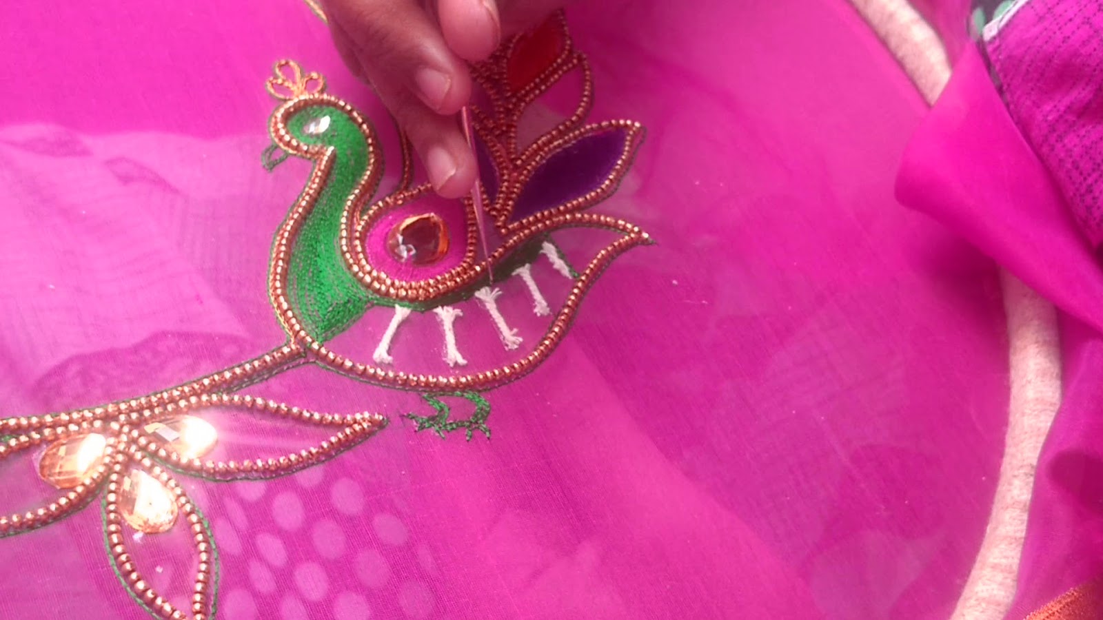 Aari naari: Peacock design aari work full tutorial step by step