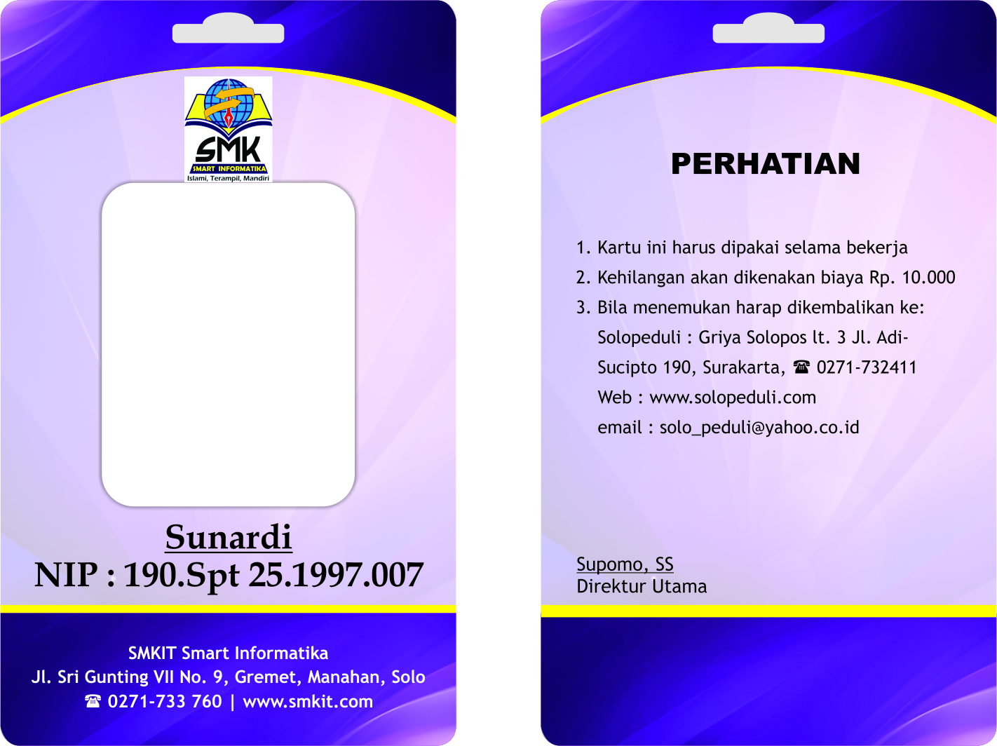 Hadila Grafika Utama: ID CARD SMK Smart Informatika