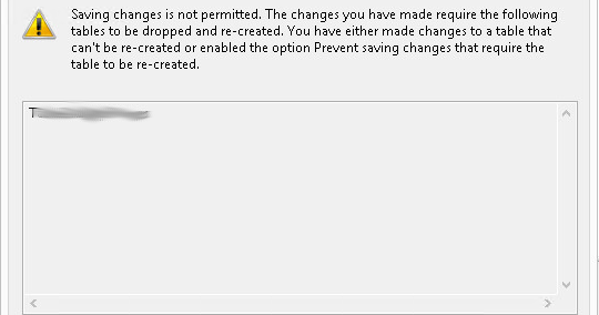 Allow changes to SQL Server table schema if the changes require table ...