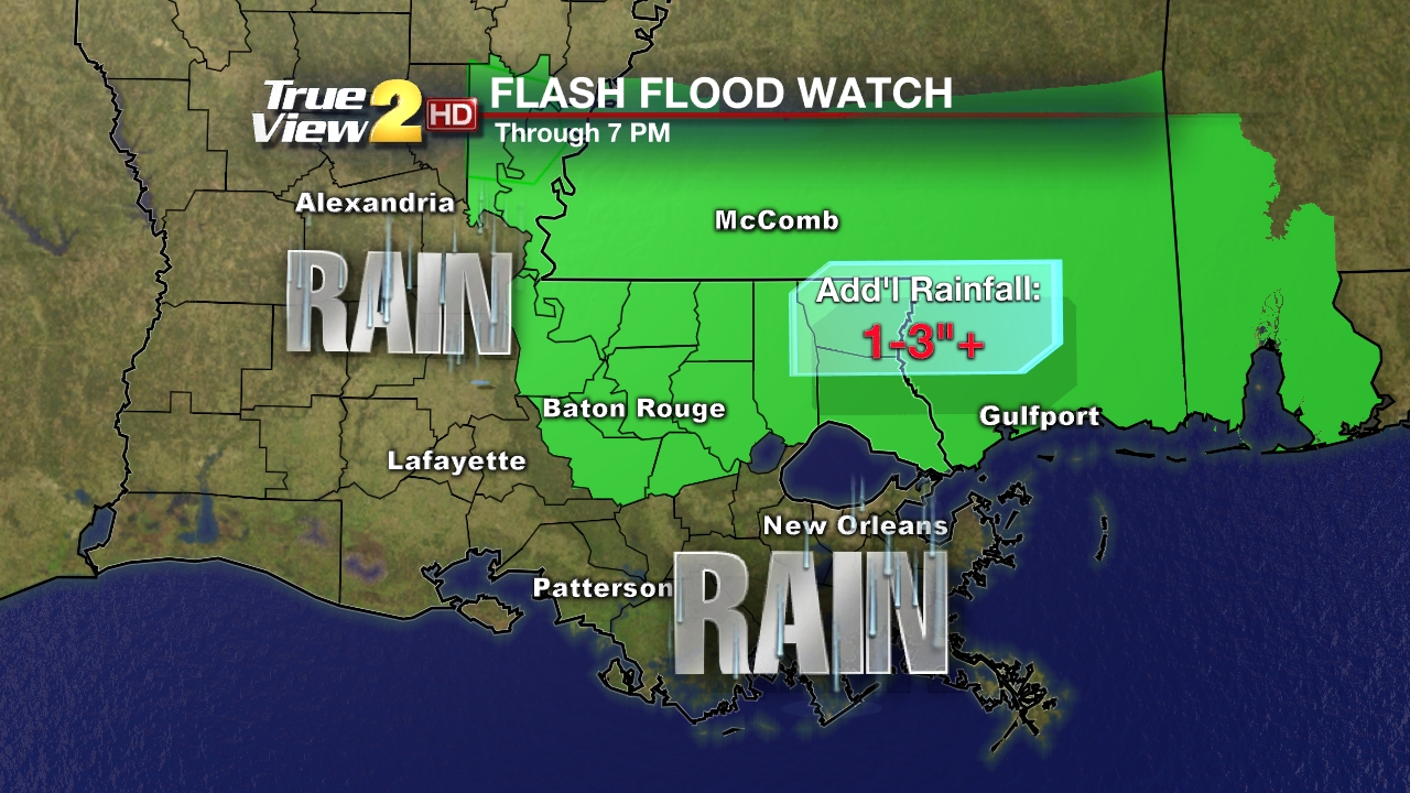 Flash Flood Watch until 7 PM Tonight For the Baton Rouge Area