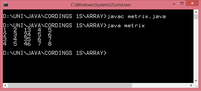 metrix program in Java