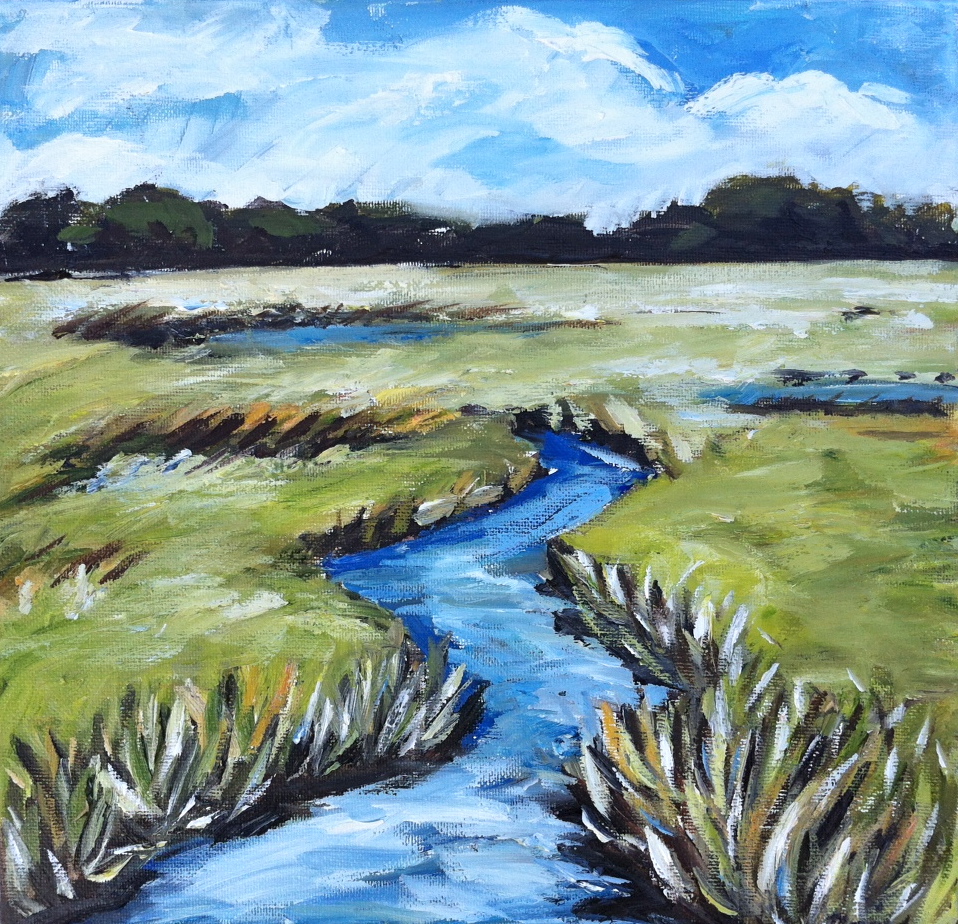 Devine Paintings: Square Low Country Marsh Oil Painting