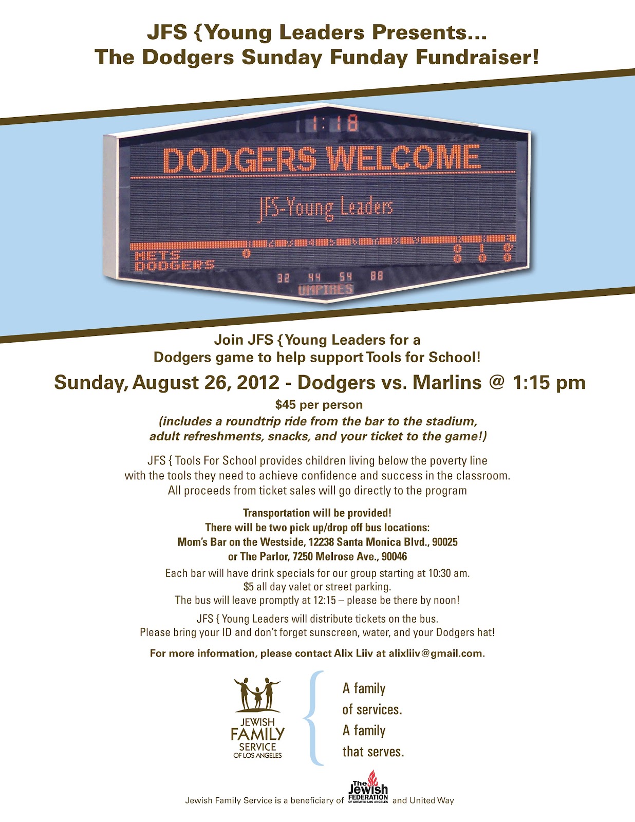 Behind the Scenes with JFS: JFS { Young Leaders Dodgers Sunday Funday ...