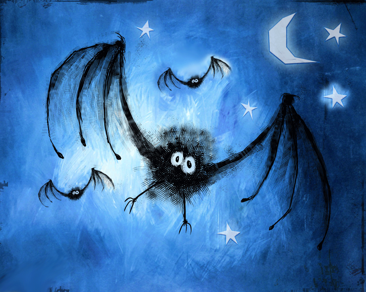 Halloween Monsters Wallpapers: Flying bat in halloween night