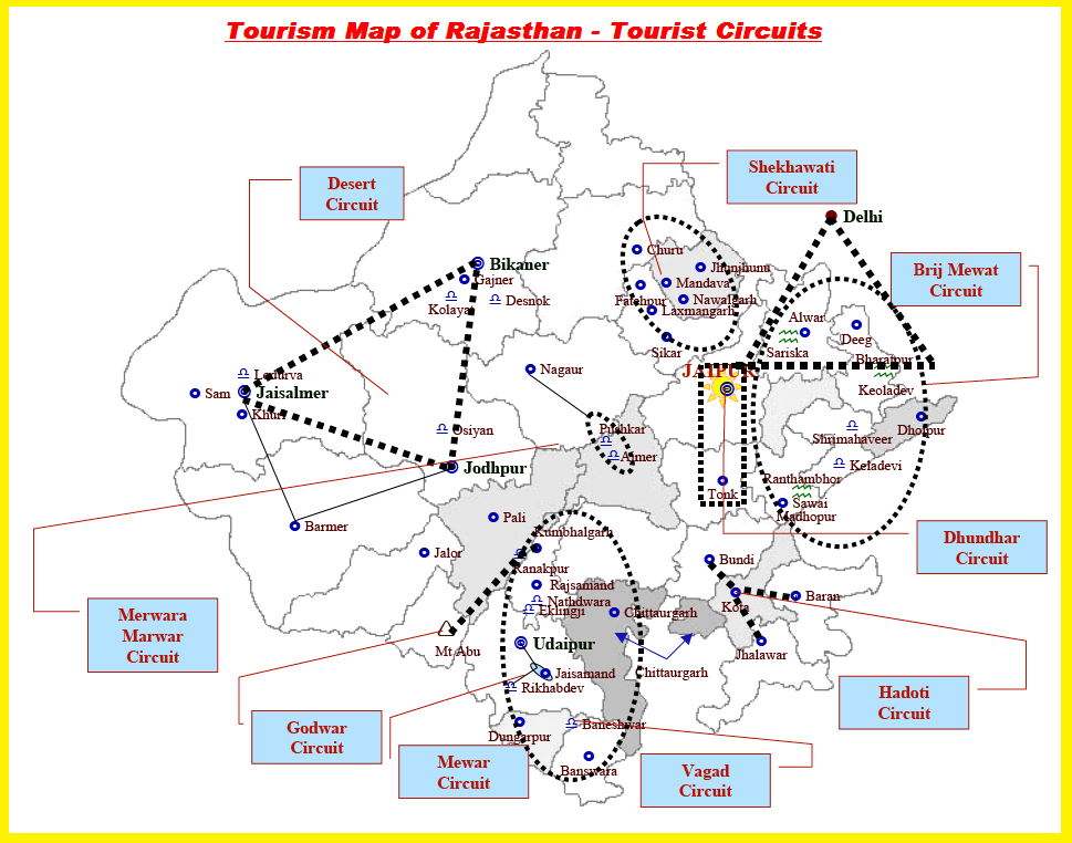 Major Tourist Circuits and Stand-alone Tourist Sites of Rajasthan ...