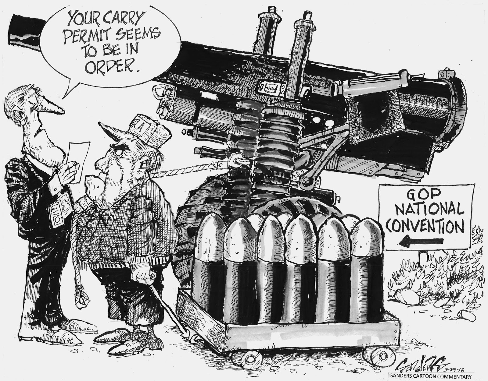 Sanders cartoon/commentary: Well regulated militia.