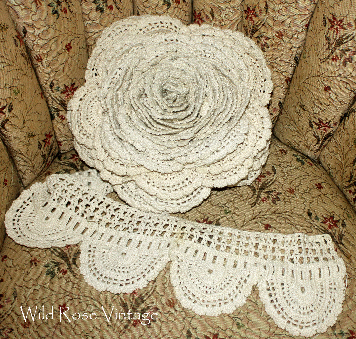 Wild Rose Vintage: Giant Crochet Lace Rose and Other Treasures