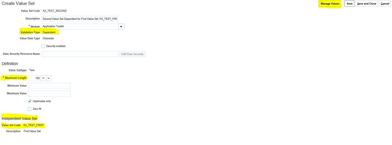 Oracle Application S Blog How To Create The Dependent Value Set In The Oracle Fusion Application