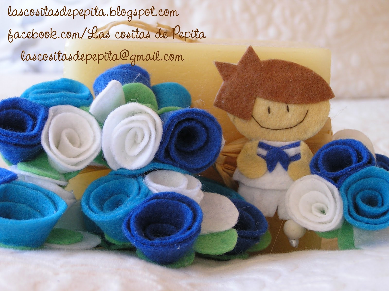 Las cositas de Pepita: Broches "Mi primera Comunión" en fieltro.