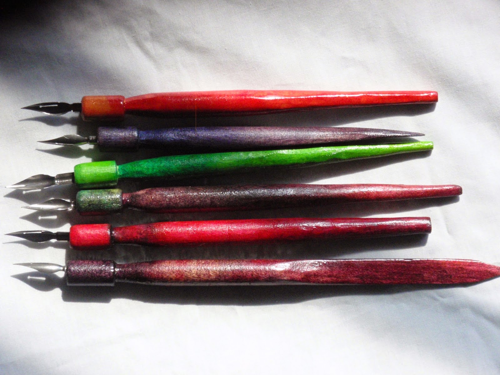 Dabblebag: Handcarved Dip Pen Nib Holders Stained with India Ink