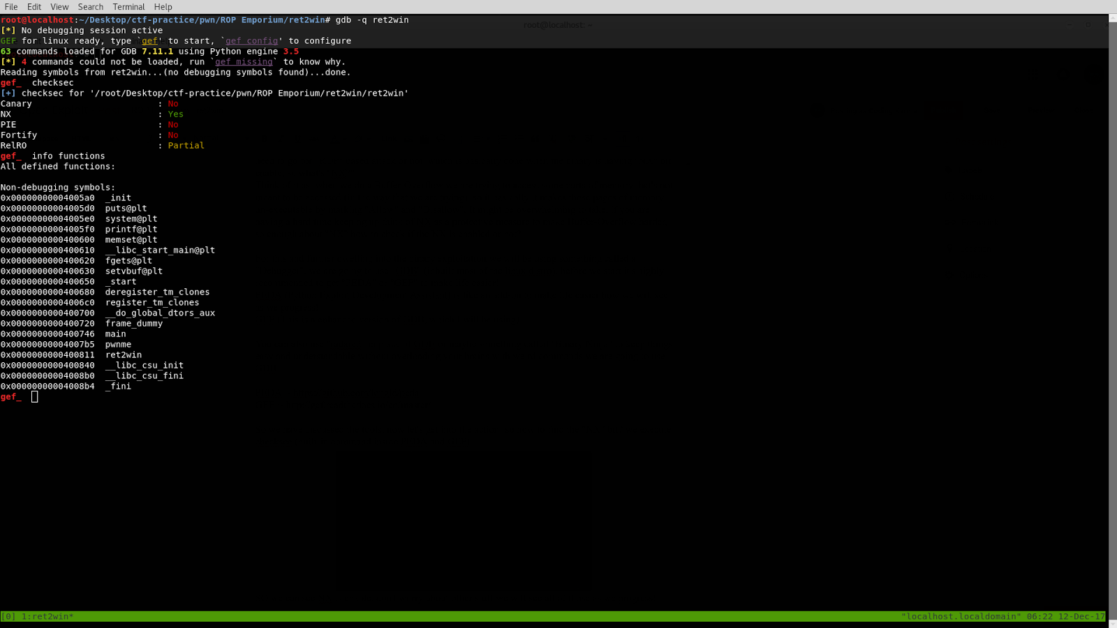 ROP Emporium : Ret2Win