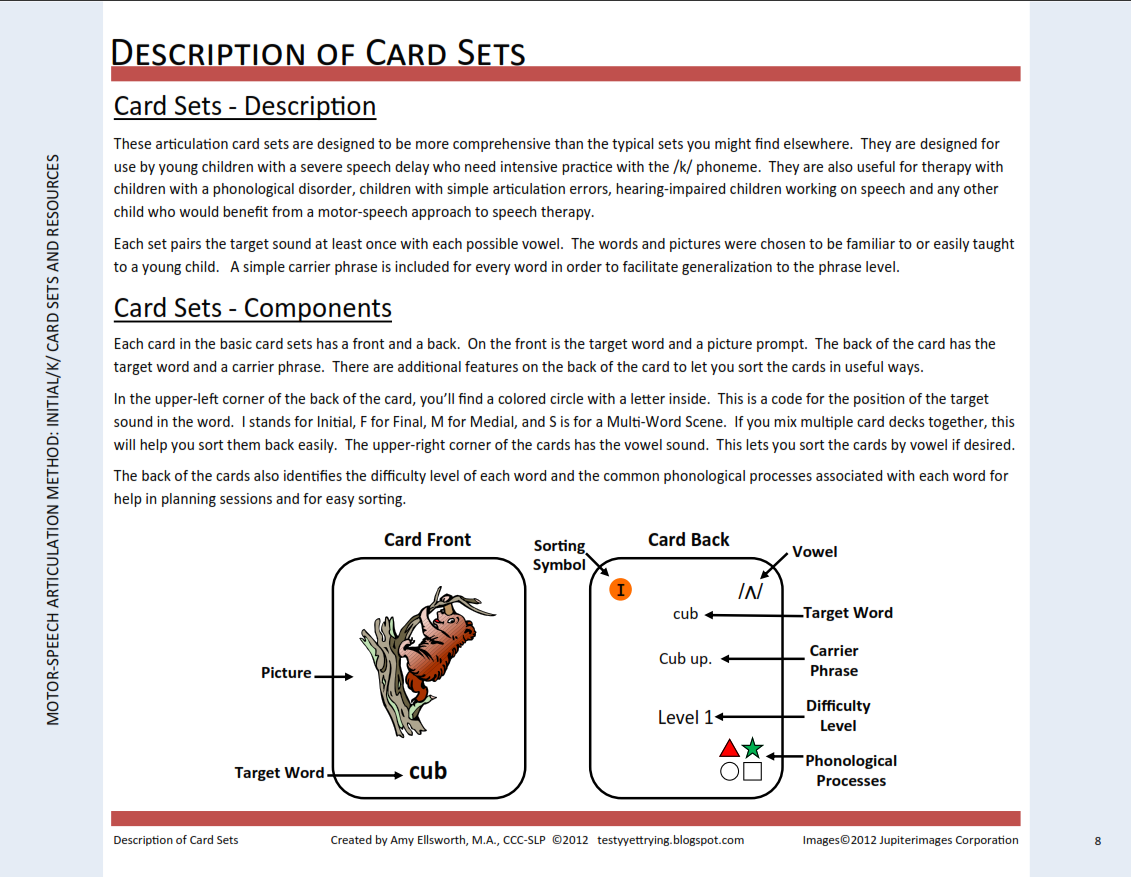 Testy yet trying: Speech Therapy Kit: K Card Sets and Resources