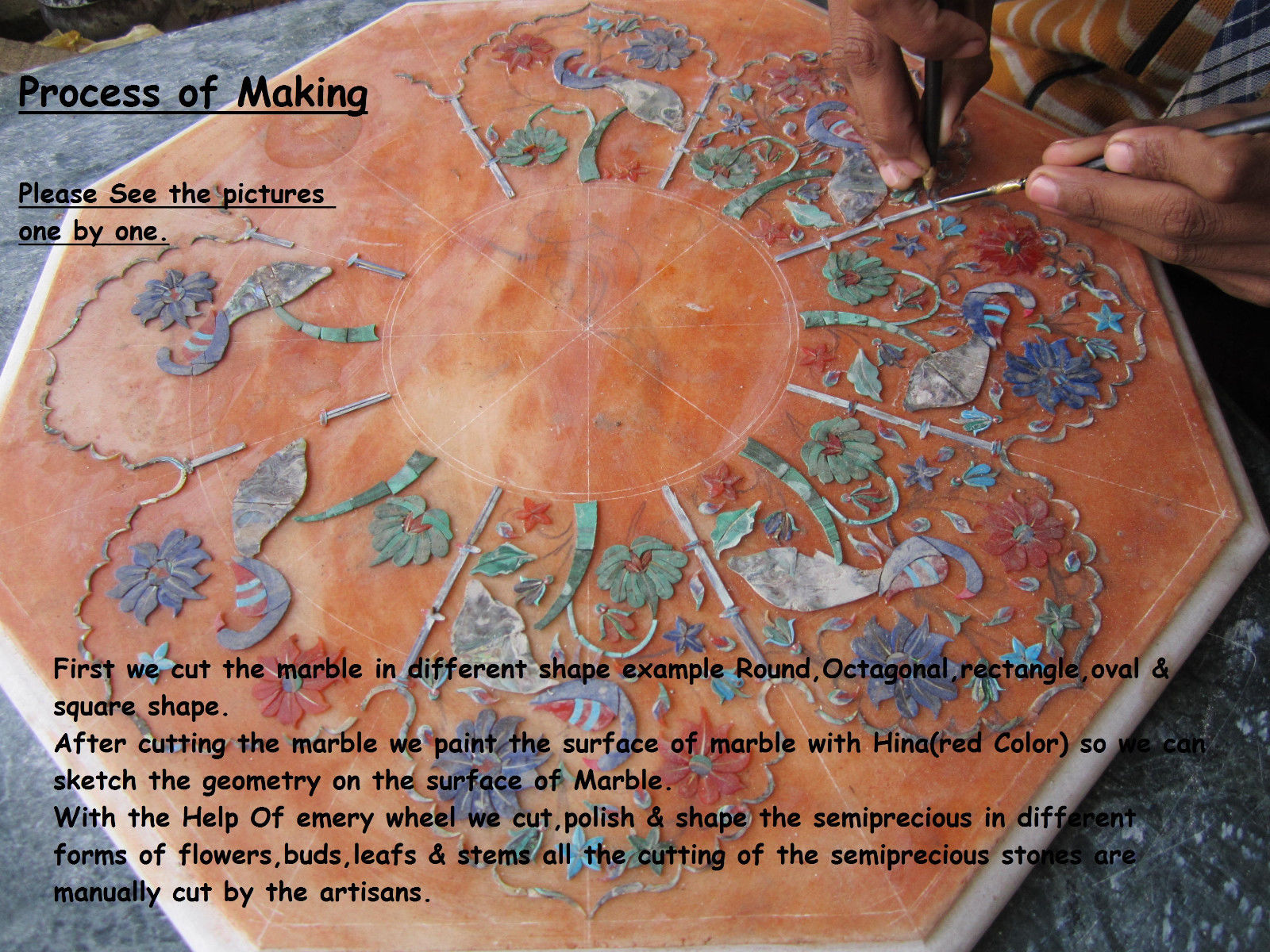 Marble Table Top Inlay Process: Process of making inlay table tops