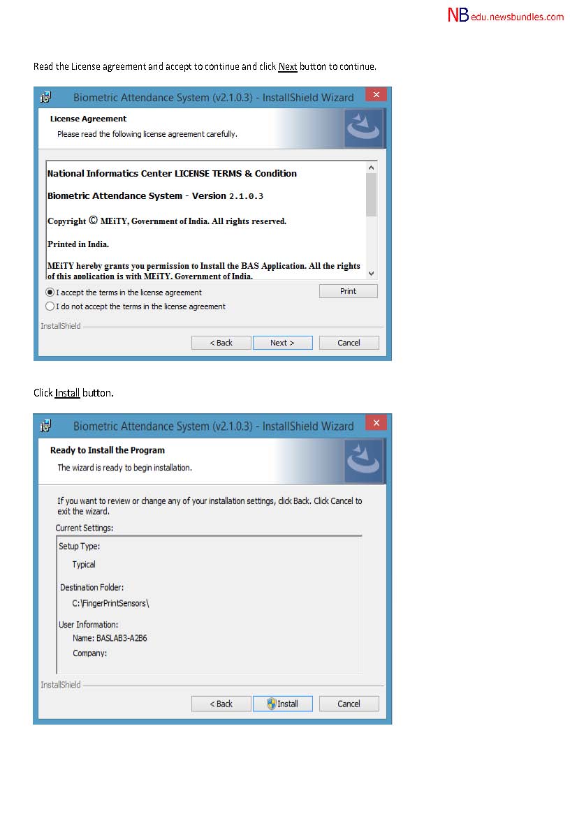 Biometric Attendance System (BAS) - Installation Guide
