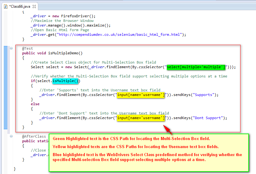 Selenium-By-Arun: 422. Using isMultiple( ) with Multi-Selection Box field