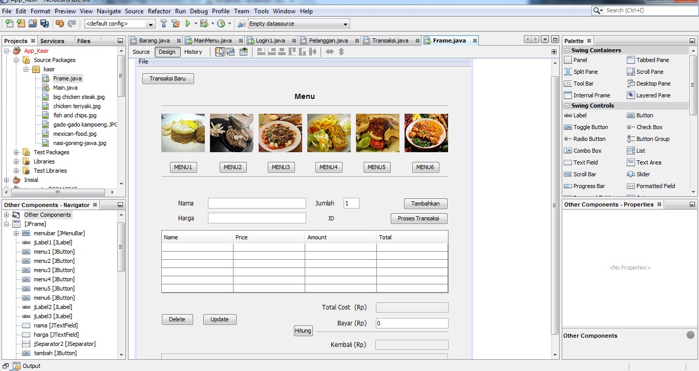 Aplikasi Java Restoran | Sama saja