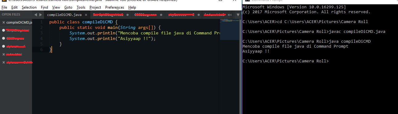 Cara Compile Dan Run Program Java Di Cmd Windows Menulis Code Java Di Sublime Text ~ Coding 6014