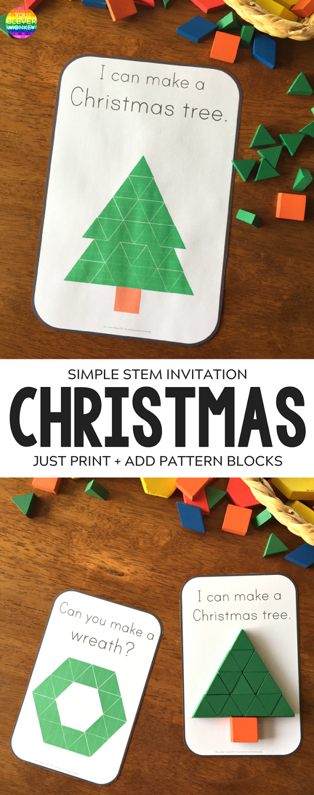 CHRISTMAS STEM PATTERN BLOCK CHALLENGE CARDS | you clever monkey