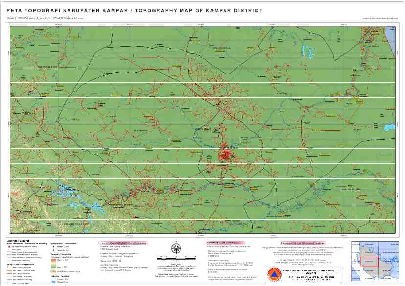 TAKJUB INDONESIA: PETA TOPOGRAFI KABUPATEN KAMPAR, RIAU SKALA 1:250.000
