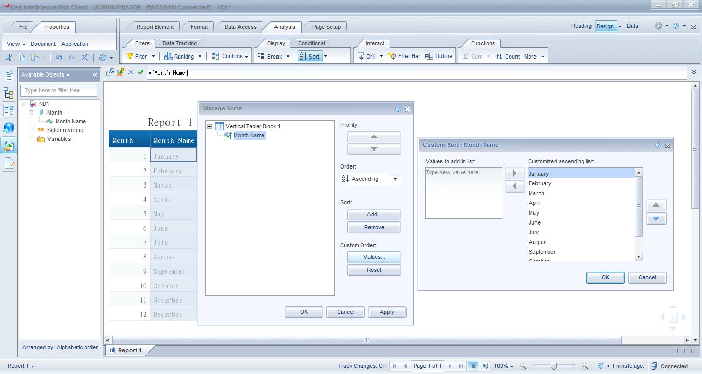 小鯨魚的天空: [SAP][Web Intelligence Rich Client] Sort 排序的使用