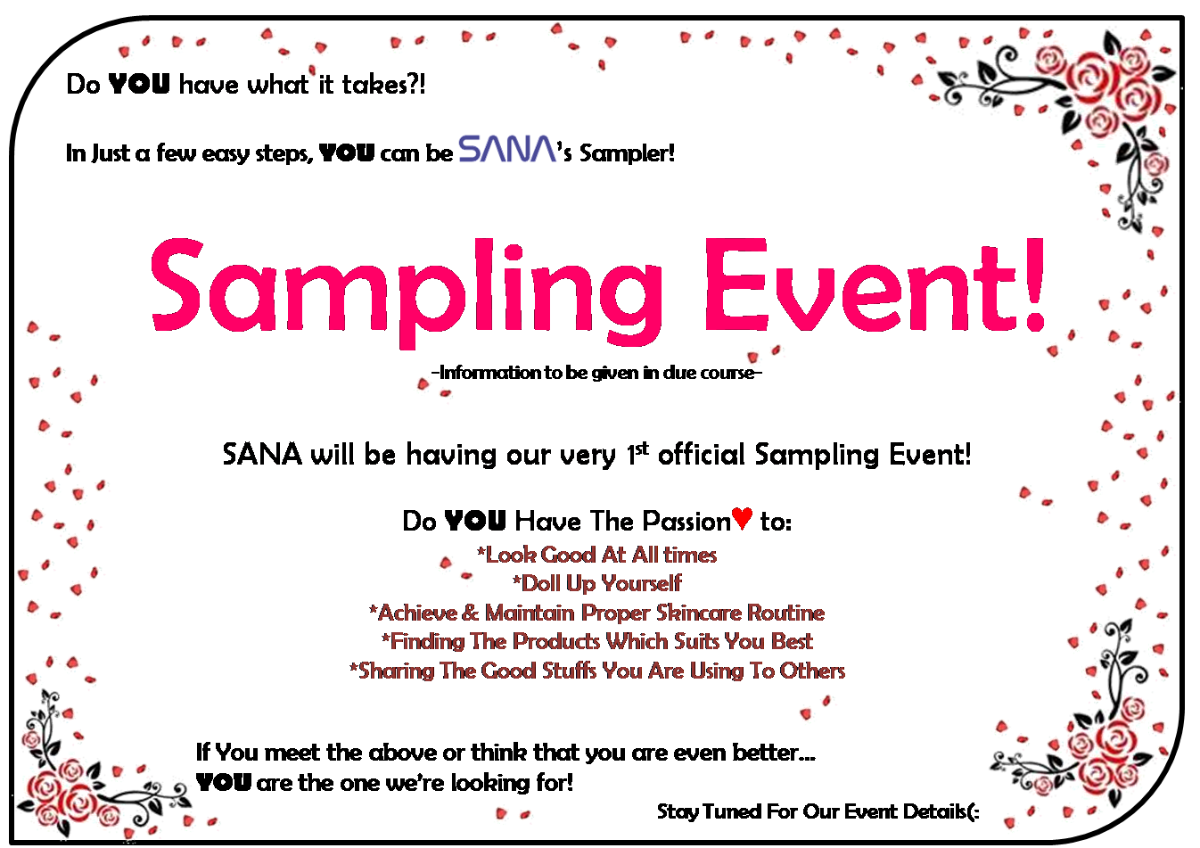 SANA Singapore: SANA's offical 1st sampling event♥♥