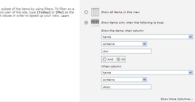 Pawan Satope's SharePoint Blog: Filter document library view by file type