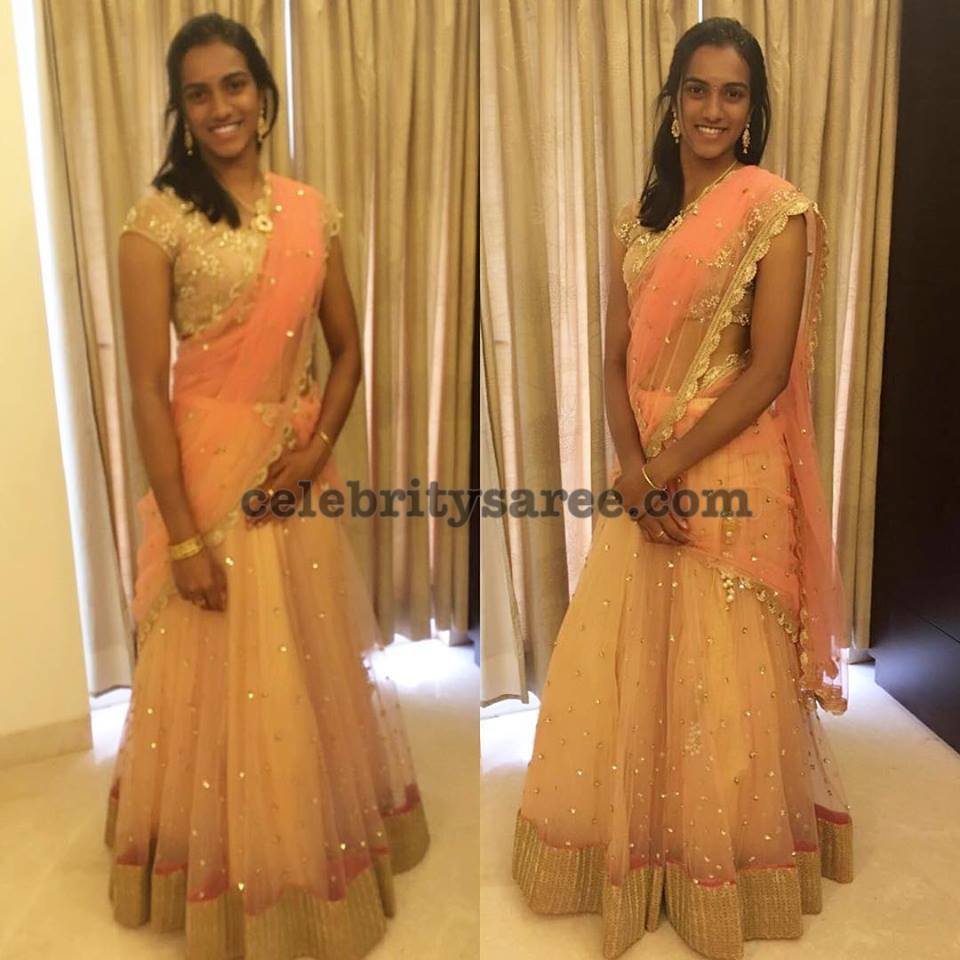 PV Sindhu in Shravya Varma - Saree Blouse Patterns