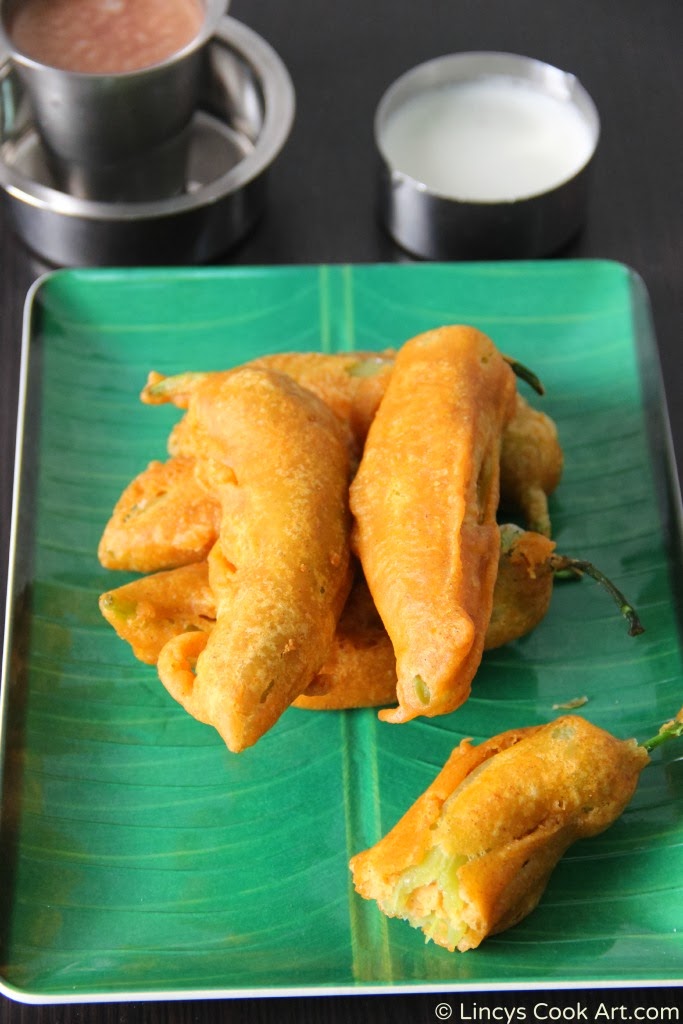 Chilli Bajji/ Milagai Bajji/ Chilli Fritters ~ Lincy's Cook Art